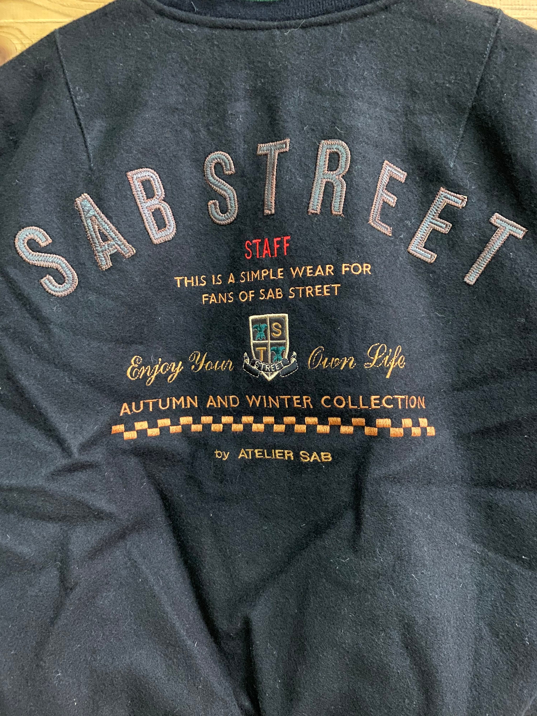Vintage SAB STREET by Atelier Sab Embroidery Spellout Wool Bomber ...