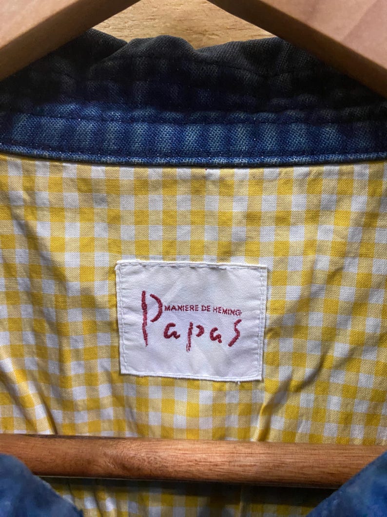 Vintage PAPAS Denim Button Jacket Size Fits L - Etsy
