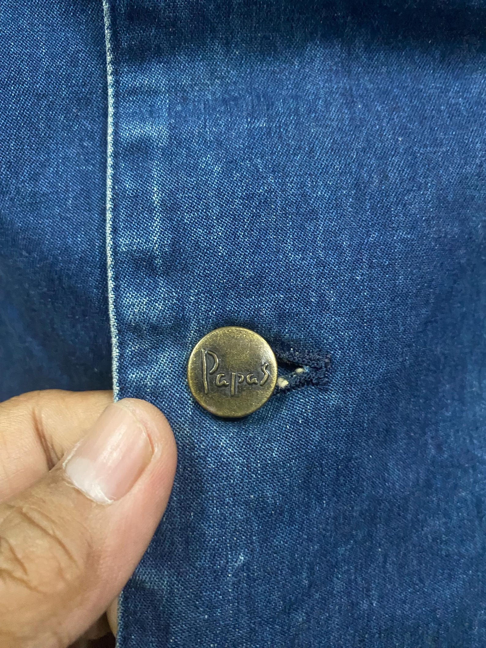 Vintage PAPAS Denim Button Jacket Size Fits L - Etsy