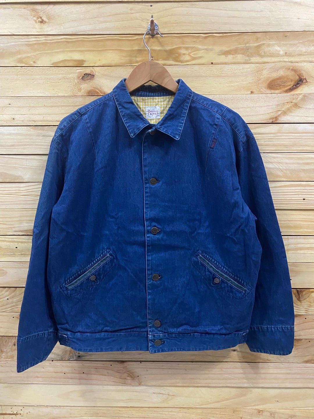 Vintage PAPAS Denim Button Jacket Size Fits L - Etsy