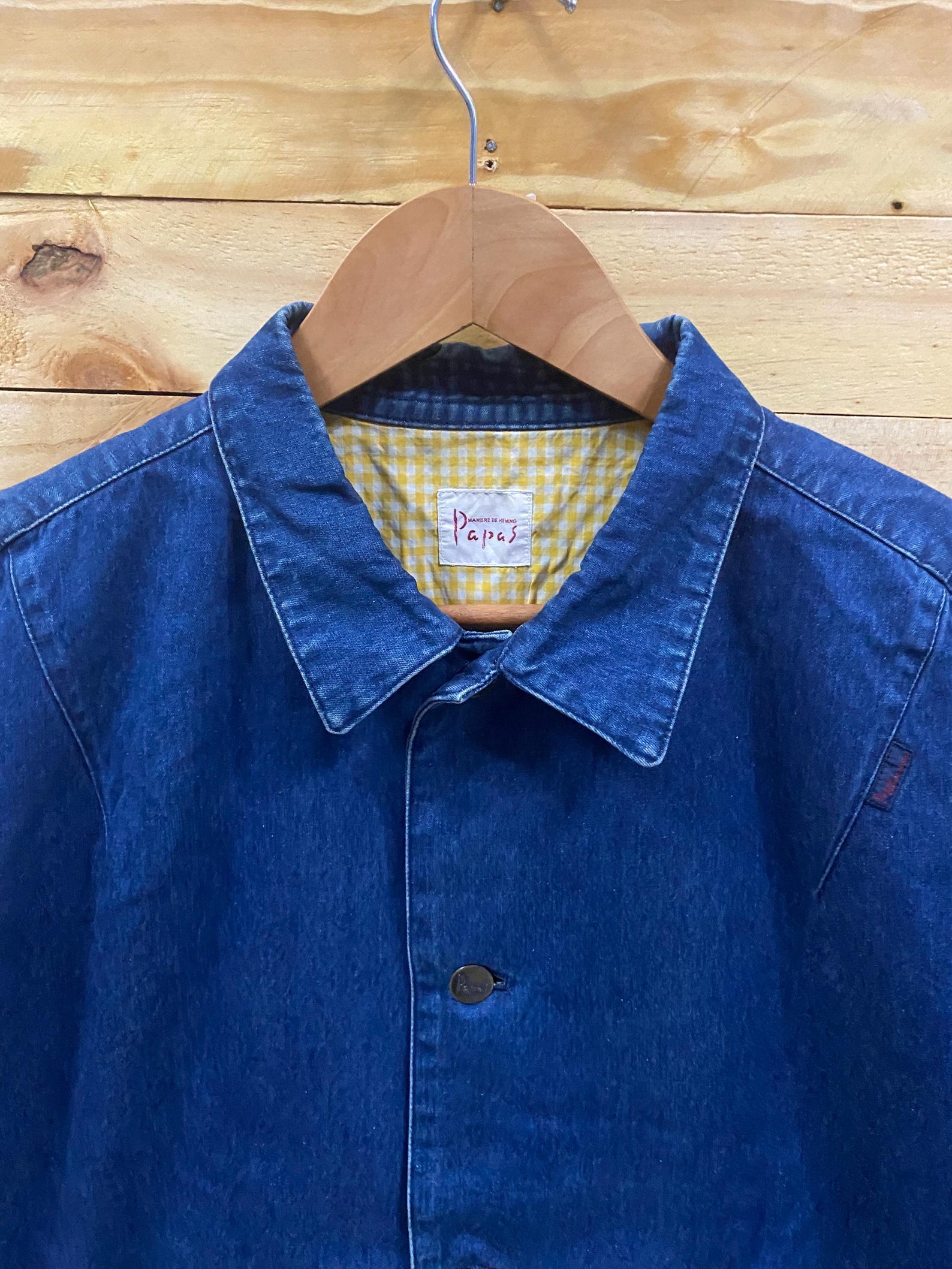 Vintage PAPAS Denim Button Jacket Size Fits L - Etsy