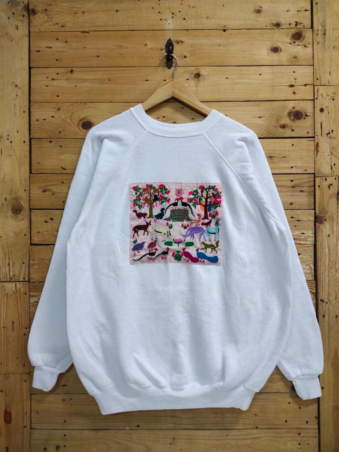 Vintage Hanes Sport Embroidery Animal Patchwork Crewneck Sweatshirt ...