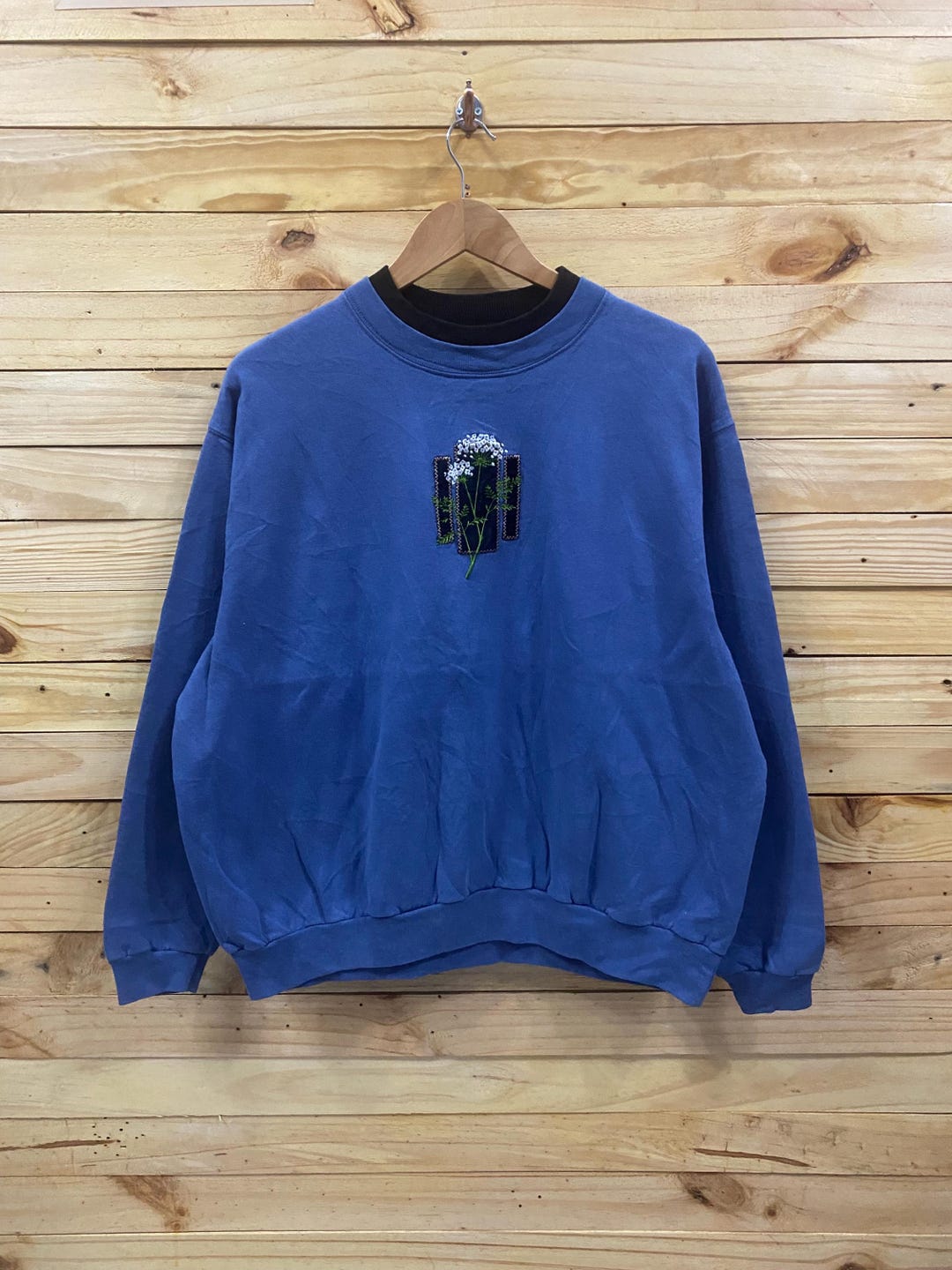 Vintage Top Stitch by MORNING SUN Embroidery Flower Double Neck ...