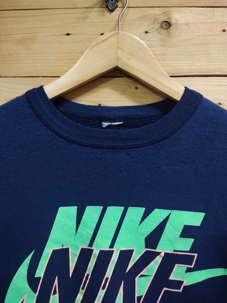 Vintage NIKE Block Letter Big Swoosh Crewneck Sweatshirt Size L - Etsy