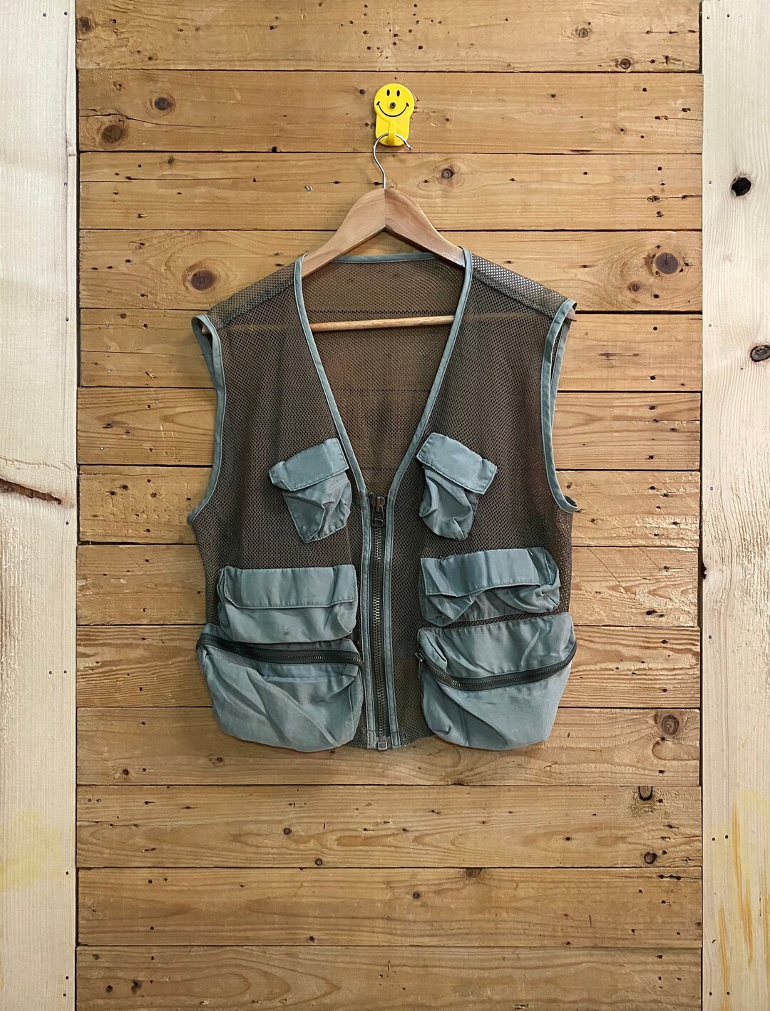 Vintage Utility Cargo Vest Jacket Size Fits M - Etsy