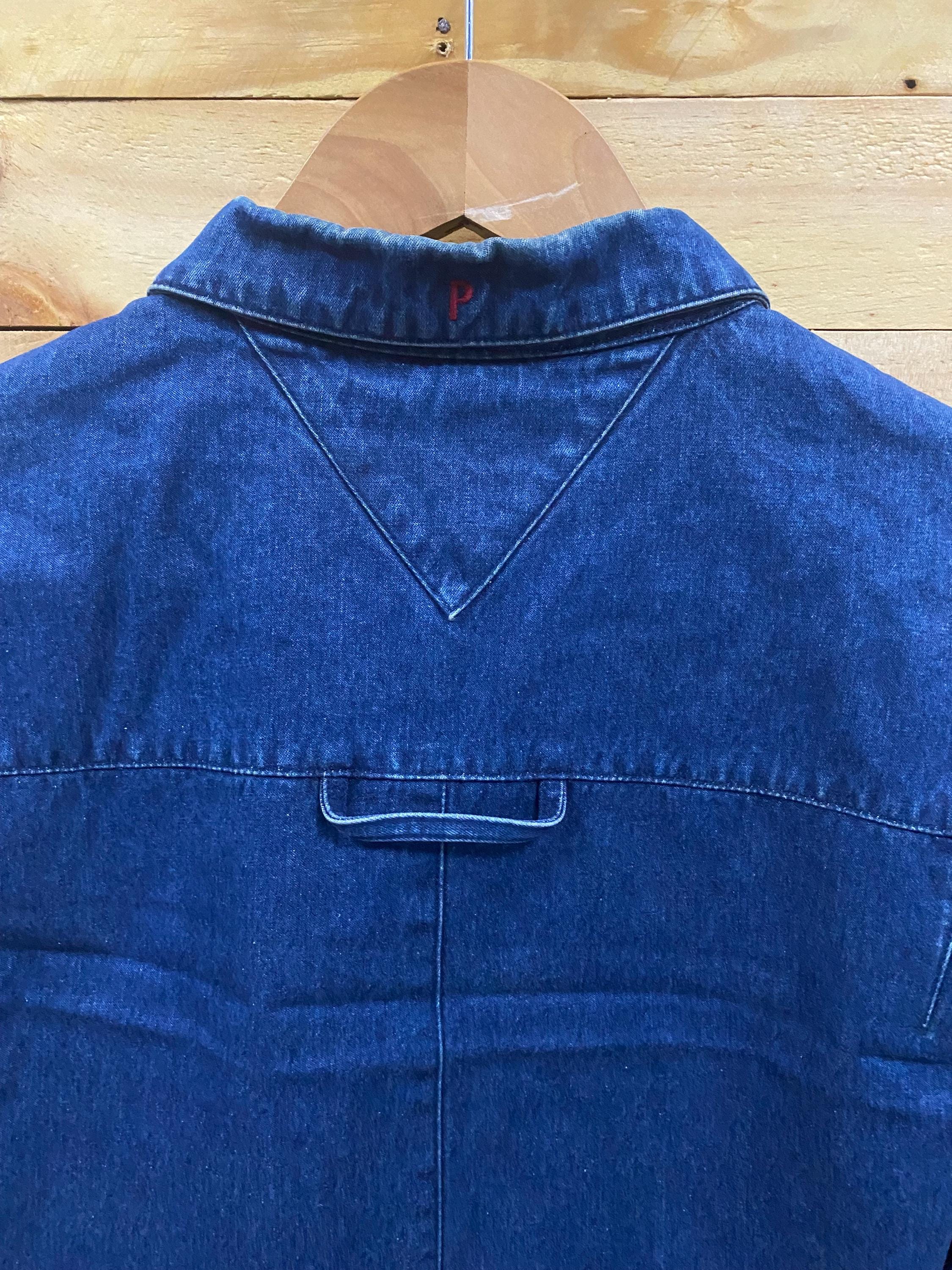 Vintage PAPAS Denim Button Jacket Size Fits L - Etsy