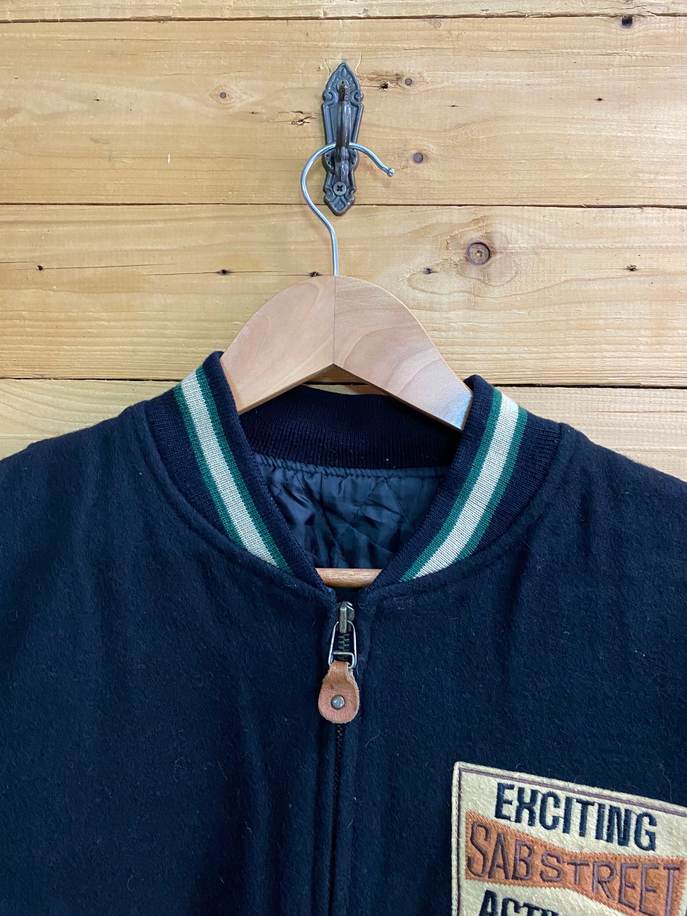 Vintage SAB STREET by Atelier Sab Embroidery Spellout Wool Bomber ...