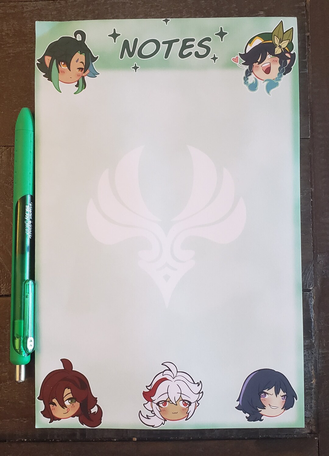 Genshin Impact Anemo Boy Notepad--- Venti, Xiao, Heizou, Kazuha ...