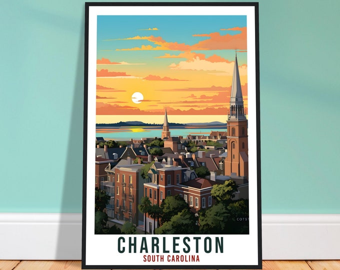Charleston Print, Charleston Travel Print, Poster South Carolina ...