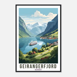 Geirangerfjord Norway Travel Print Wall Hanging Norway Fjords ...