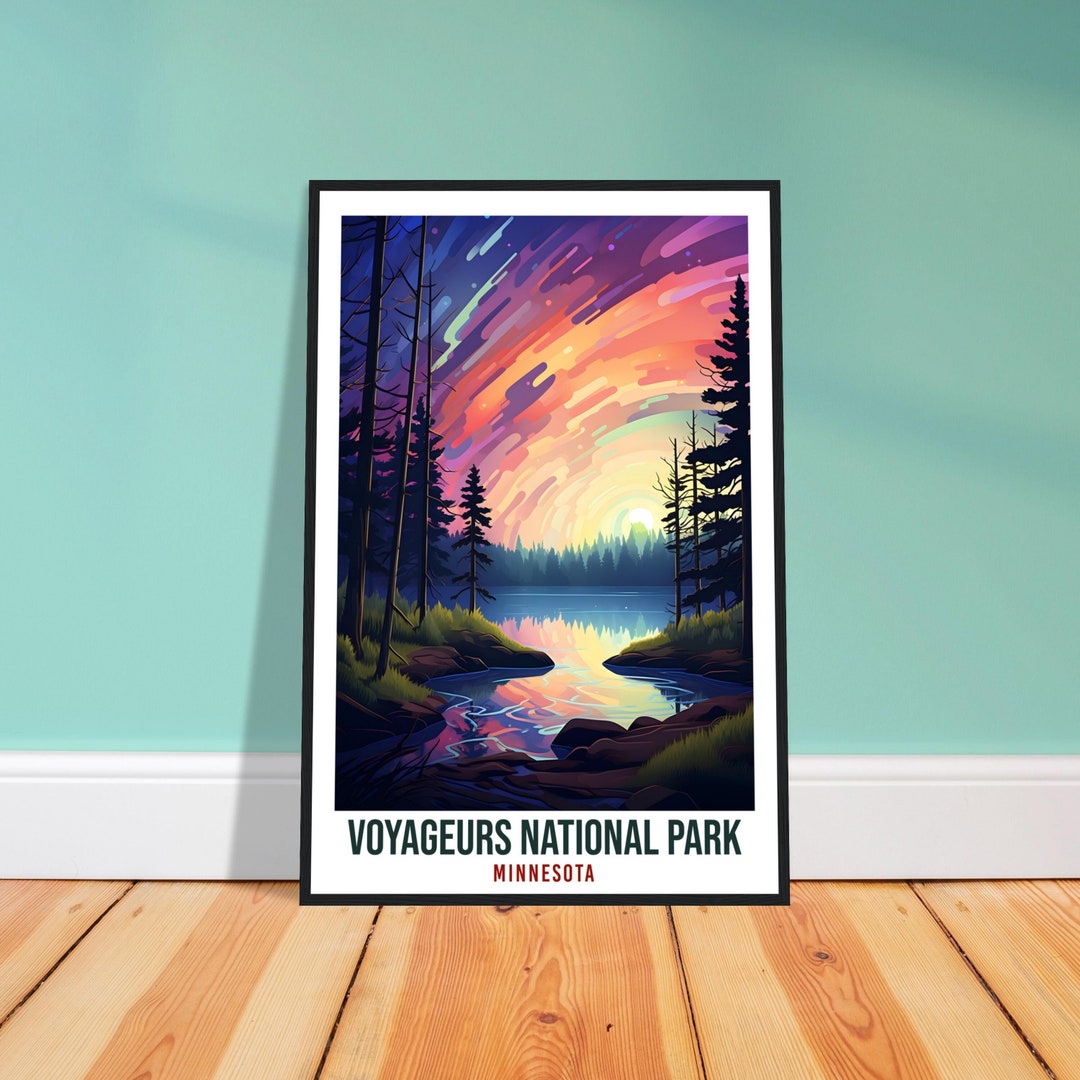 Voyageurs National Park Travel Print Minnesota Northern Lights Wall Art ...