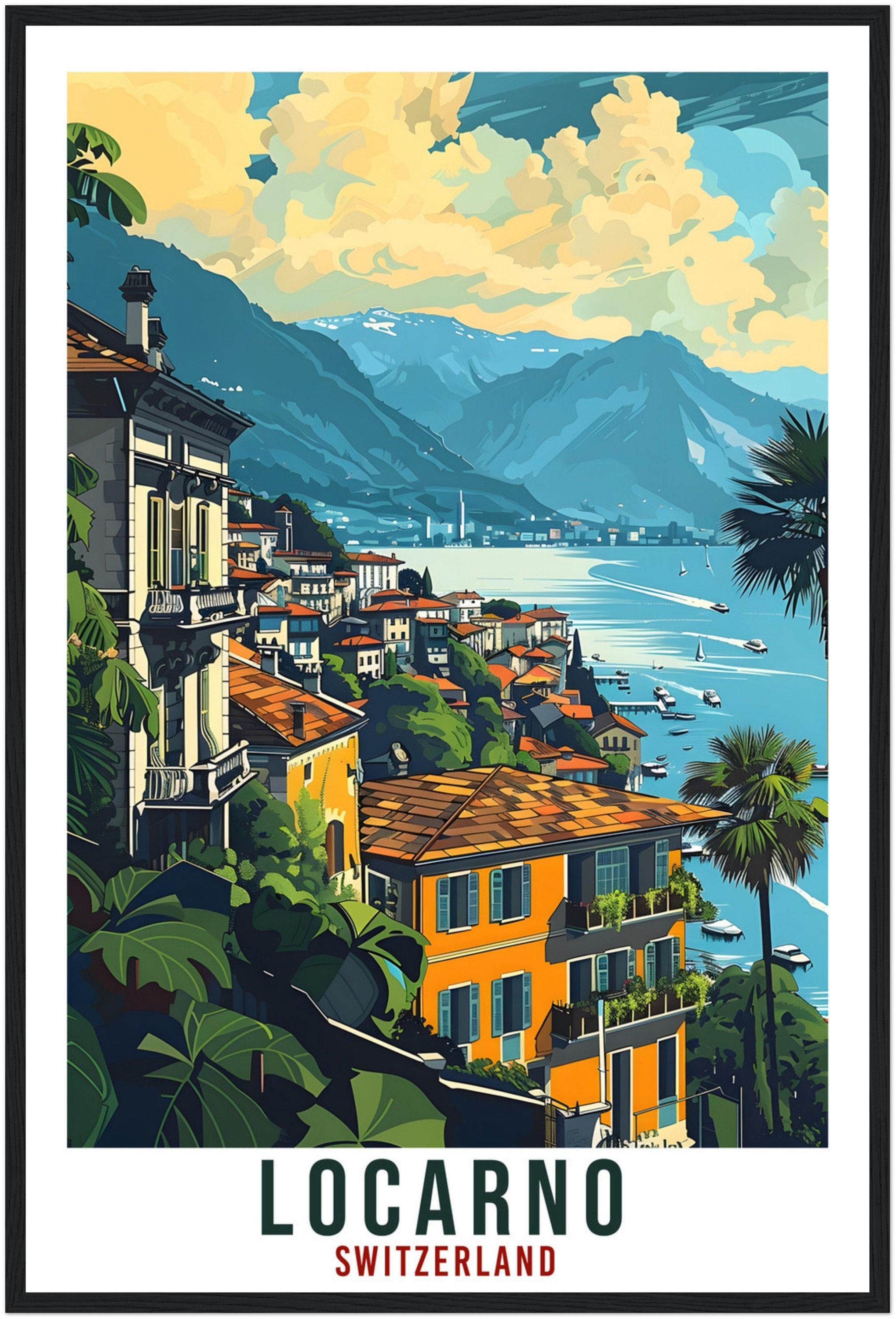Locarno Travel Print Swiss Wall Art Wall Hanging Home Living Décor ...