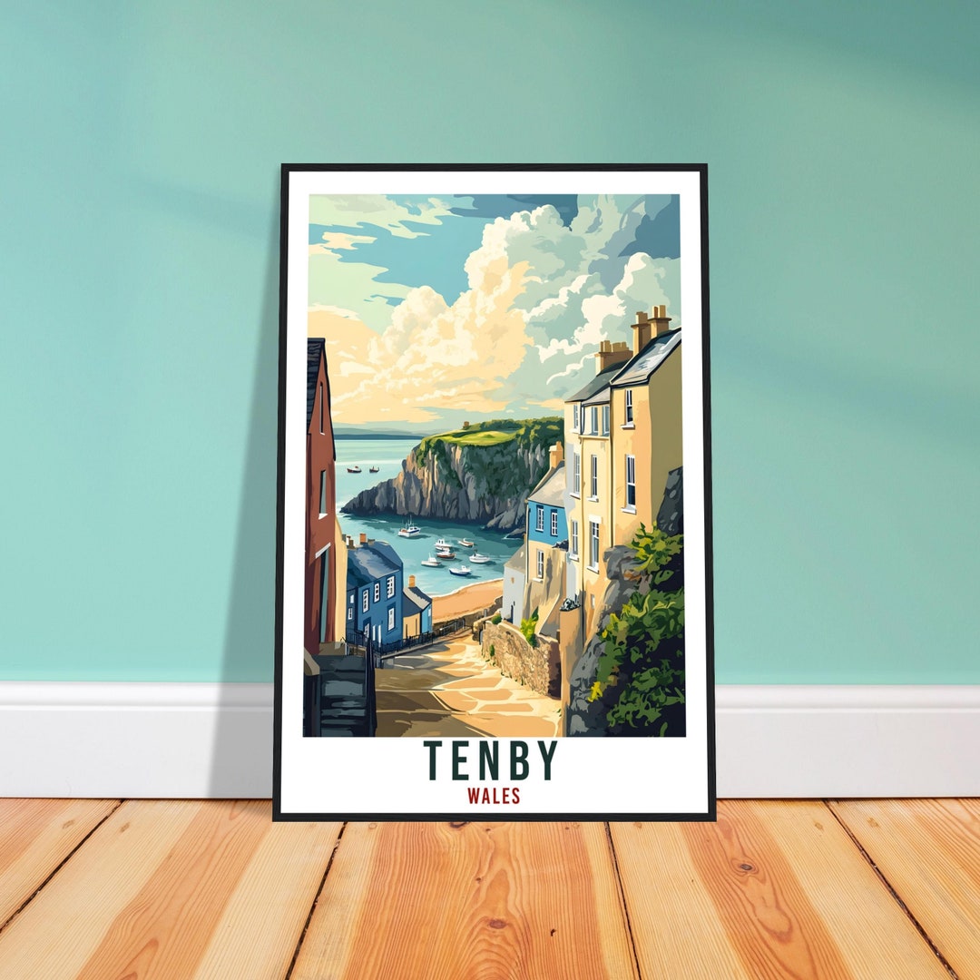 Tenby Travel Poster Wales Home Decor Tenby Wall Art Wall Hanging Art ...