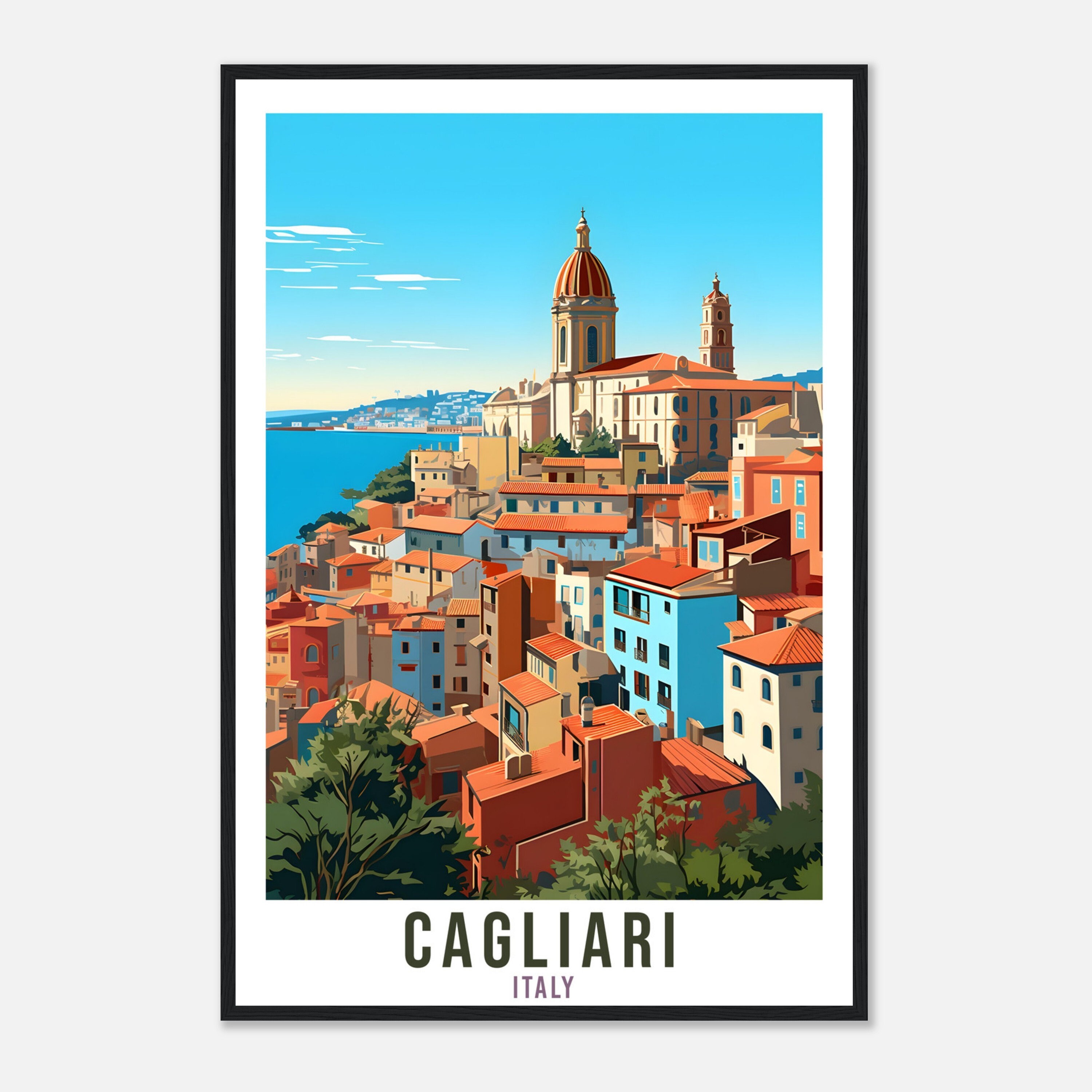 Cagliari Italy Travel Print Wall Art Cagliari Wall Hanging Home Décor Cagliari Gift Art Lovers ...