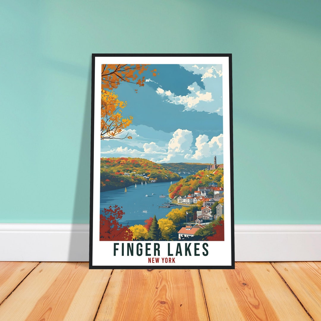 Finger Lakes Travel Poster New York Home Decoration USA Wall Art Gift ...