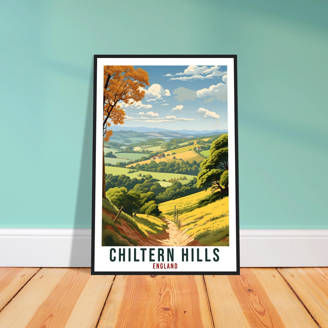 Chiltern Hills Travel Print English Wall Art Home Decor Wall Hanging ...