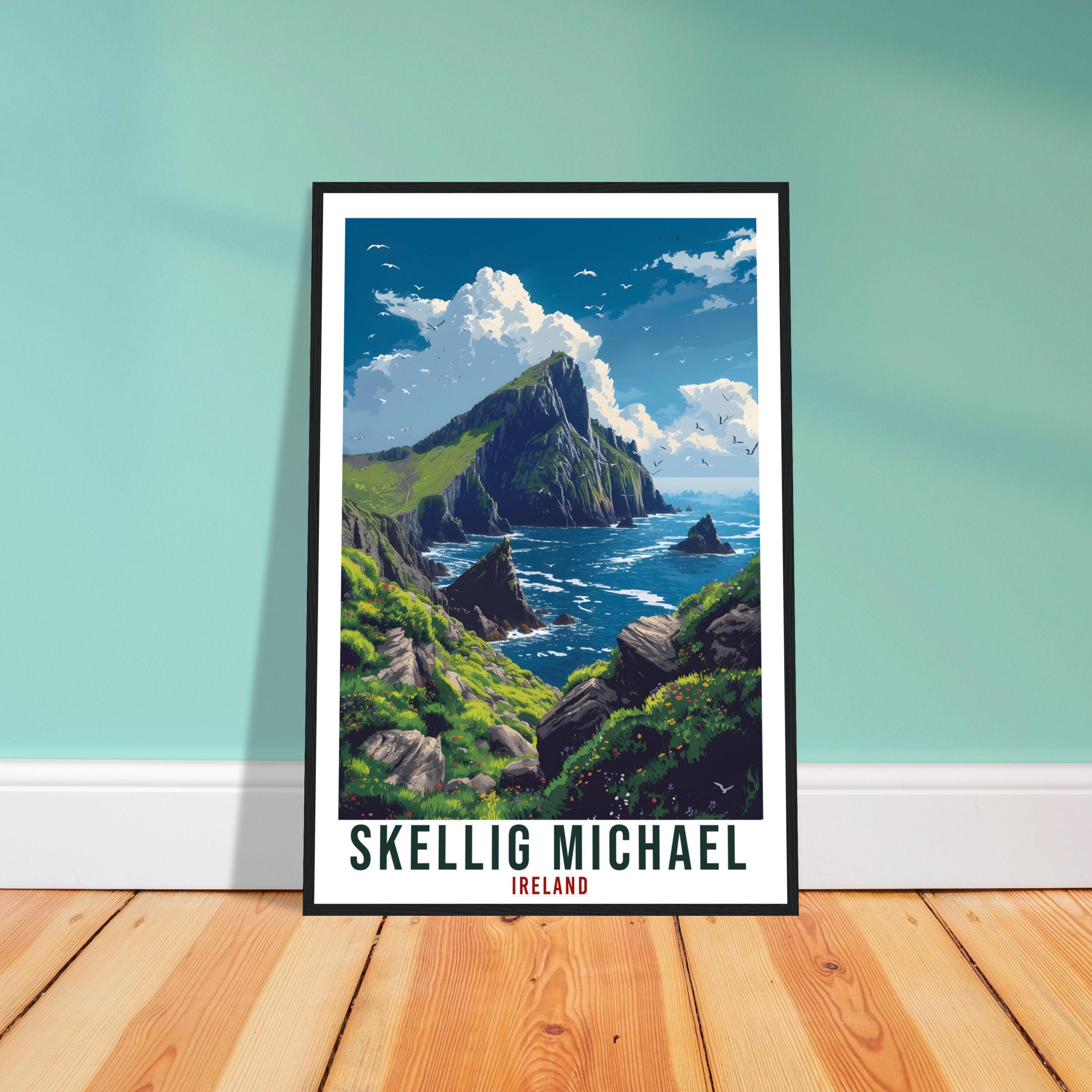 Skellig Michael Travel Print Kerry Ireland Coast Art Home Decoration ...