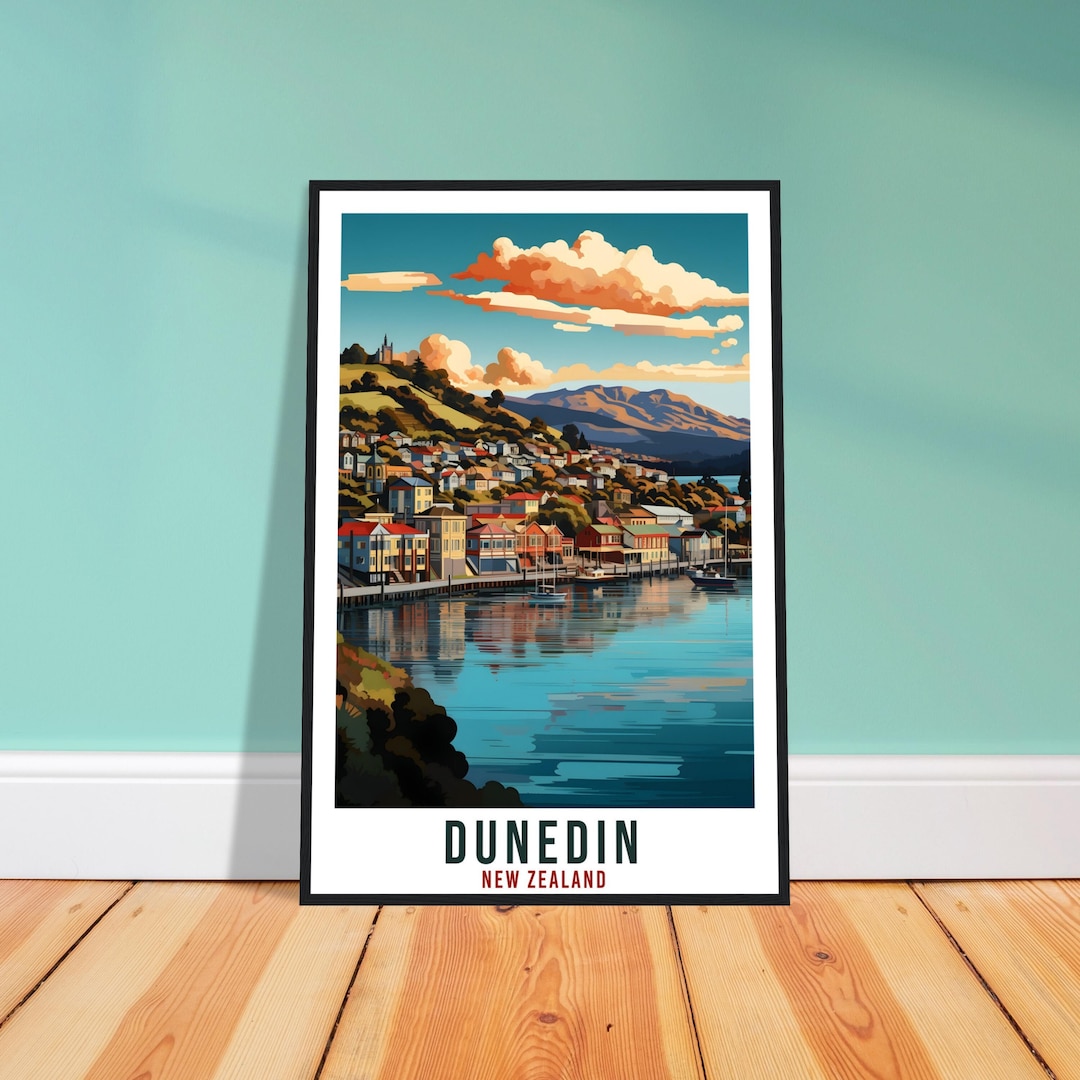 Dunedin Travel Print Wall Art Dunedin New Zealand City Landscape ...