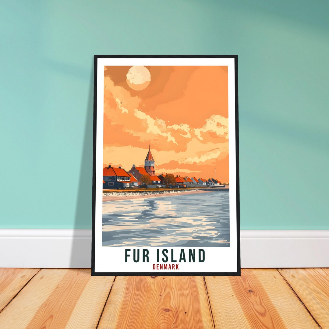 Fur Island Travel Print Denmark Wall Art Wall Hanging Home Living Décor ...