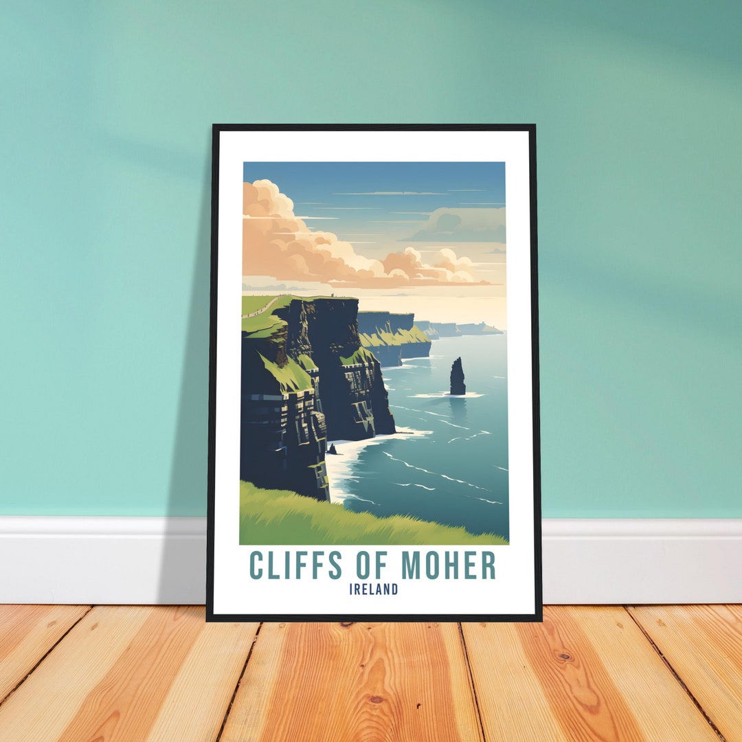 Cliffs of Moher Travel Print Ireland Co. Clare Seaside Coastal ...