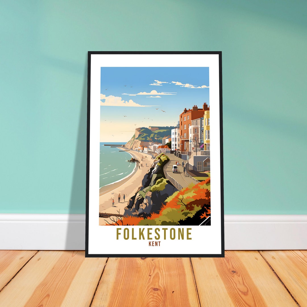 Folkestone Travel Print Kent Home Decor Folkestone South East England ...