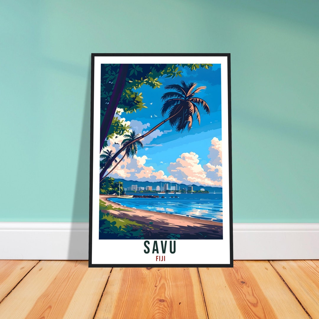 Savu Fiji Travel Print Fiji Wall Art Wall Hanging Home Décor Savu Gift ...