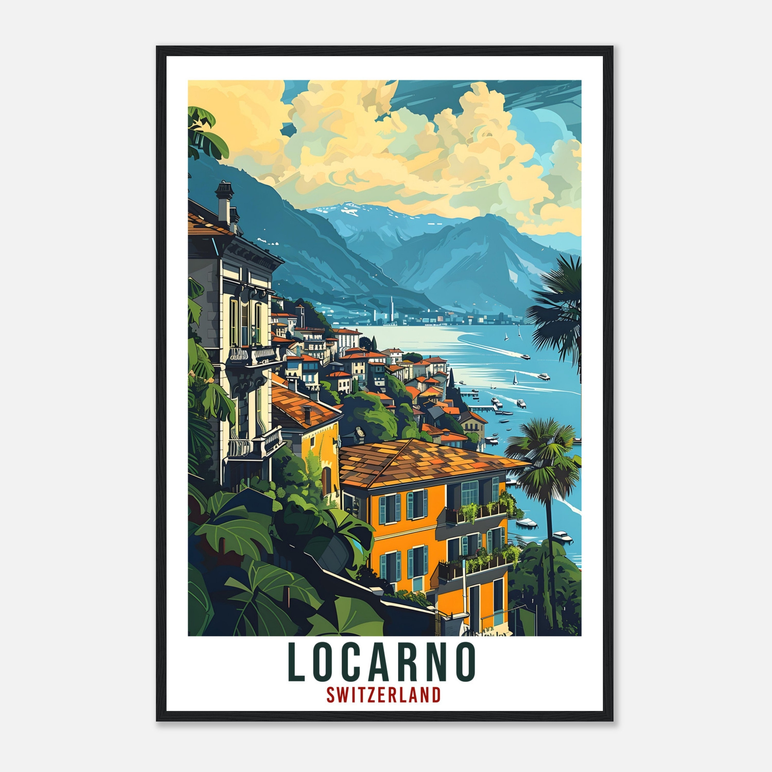 Locarno Travel Print Swiss Wall Art Wall Hanging Home Living Décor ...