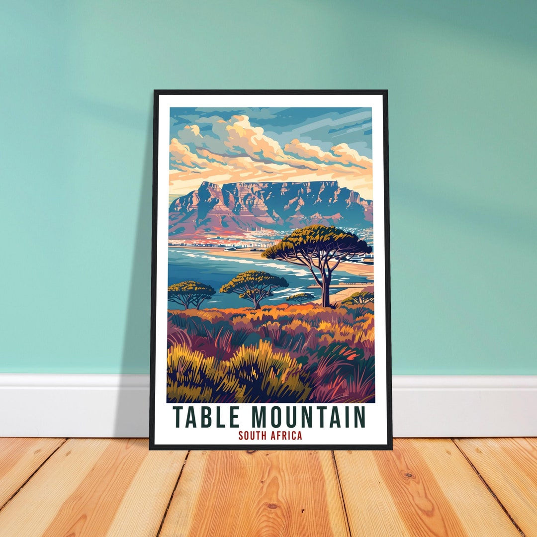 Table Mountain South Africa Travel Print Wall Art Wall Hanging Home ...
