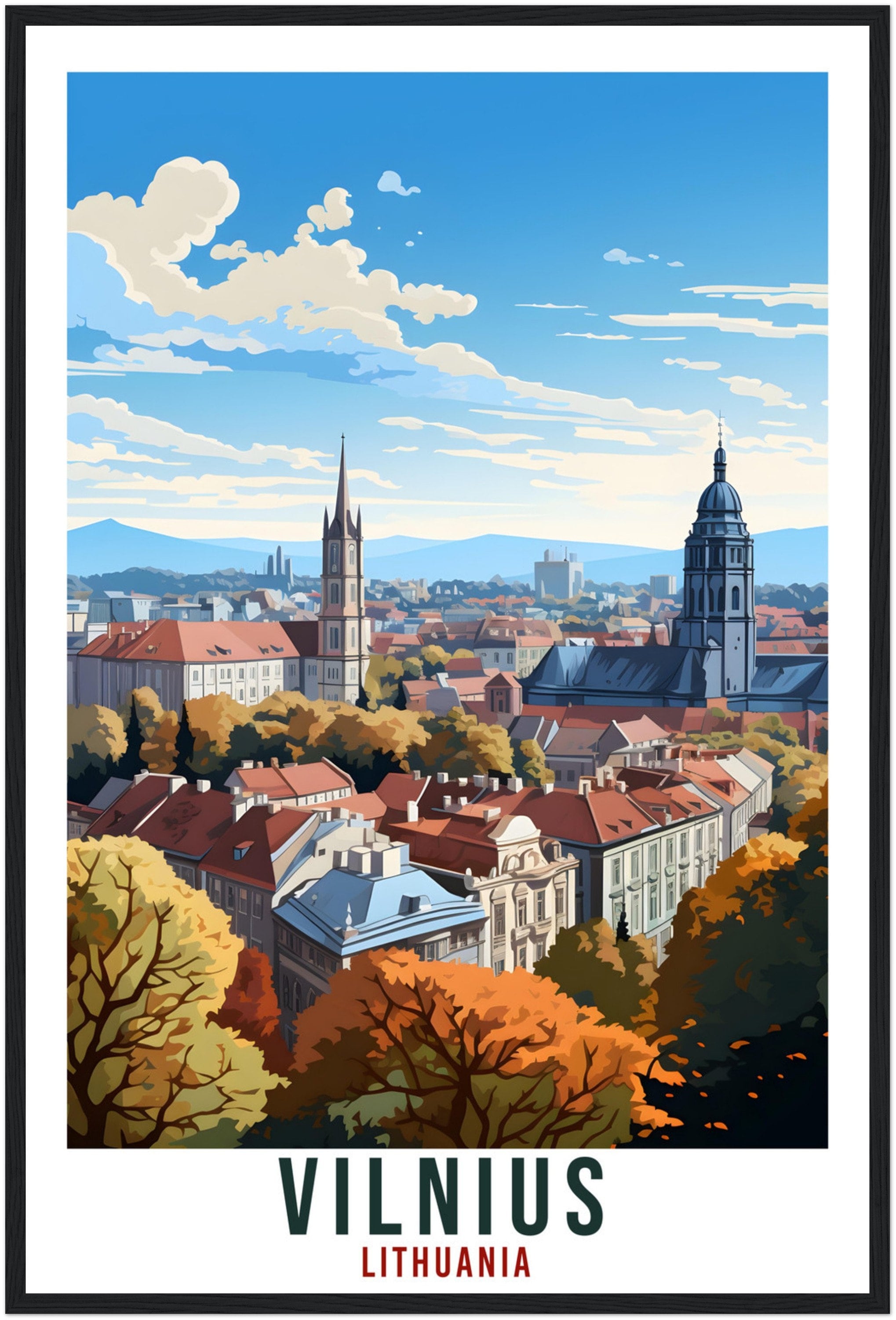 Vilnius Lithuania Travel Print Wall Art Vilnius Wall Hanging Home Décor ...