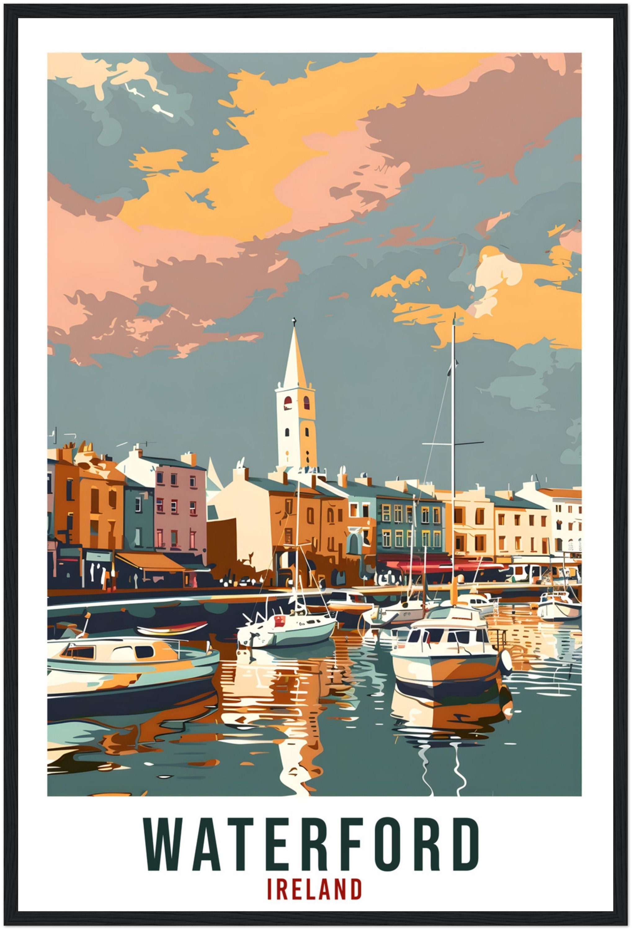 Waterford Travel Print Ireland Wall Art Wall Hanging Home Décor Waterford Gift Art Lovers Gift ...