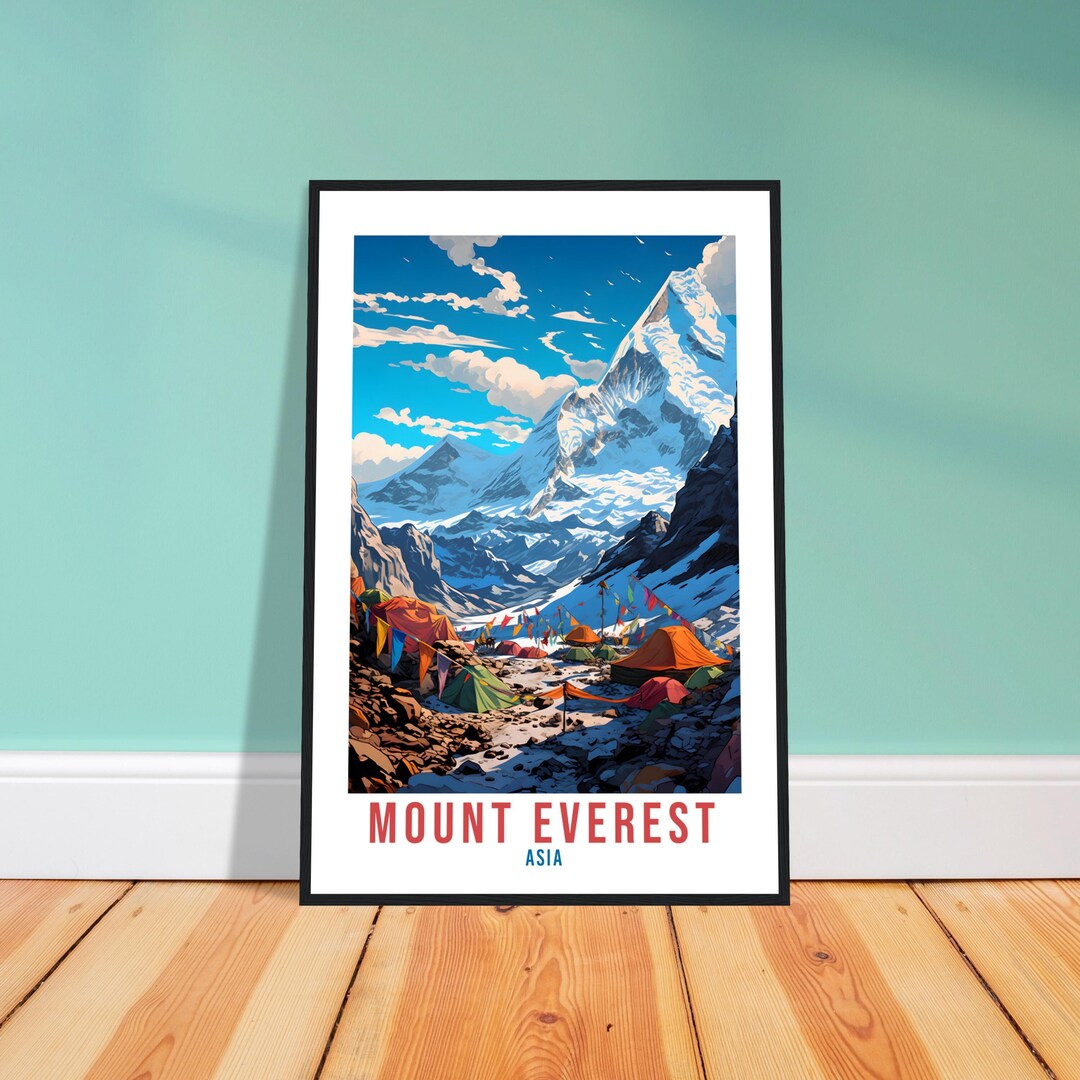 Mount Everest Travel Print Wall Art Mount Everest Wall Hanging Base ...