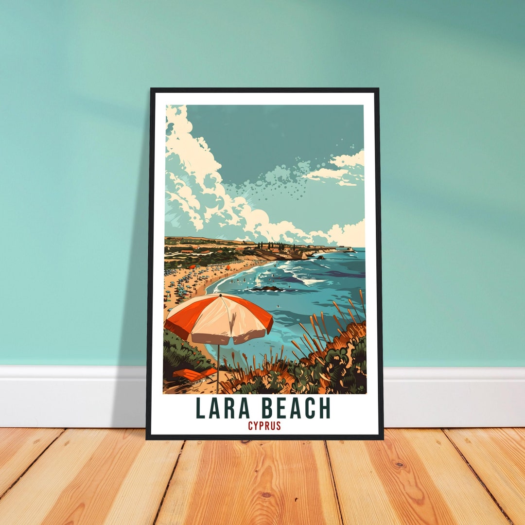Lara Beach Cyprus Travel Print Cyprus Wall Art Wall Hanging Home Décor ...