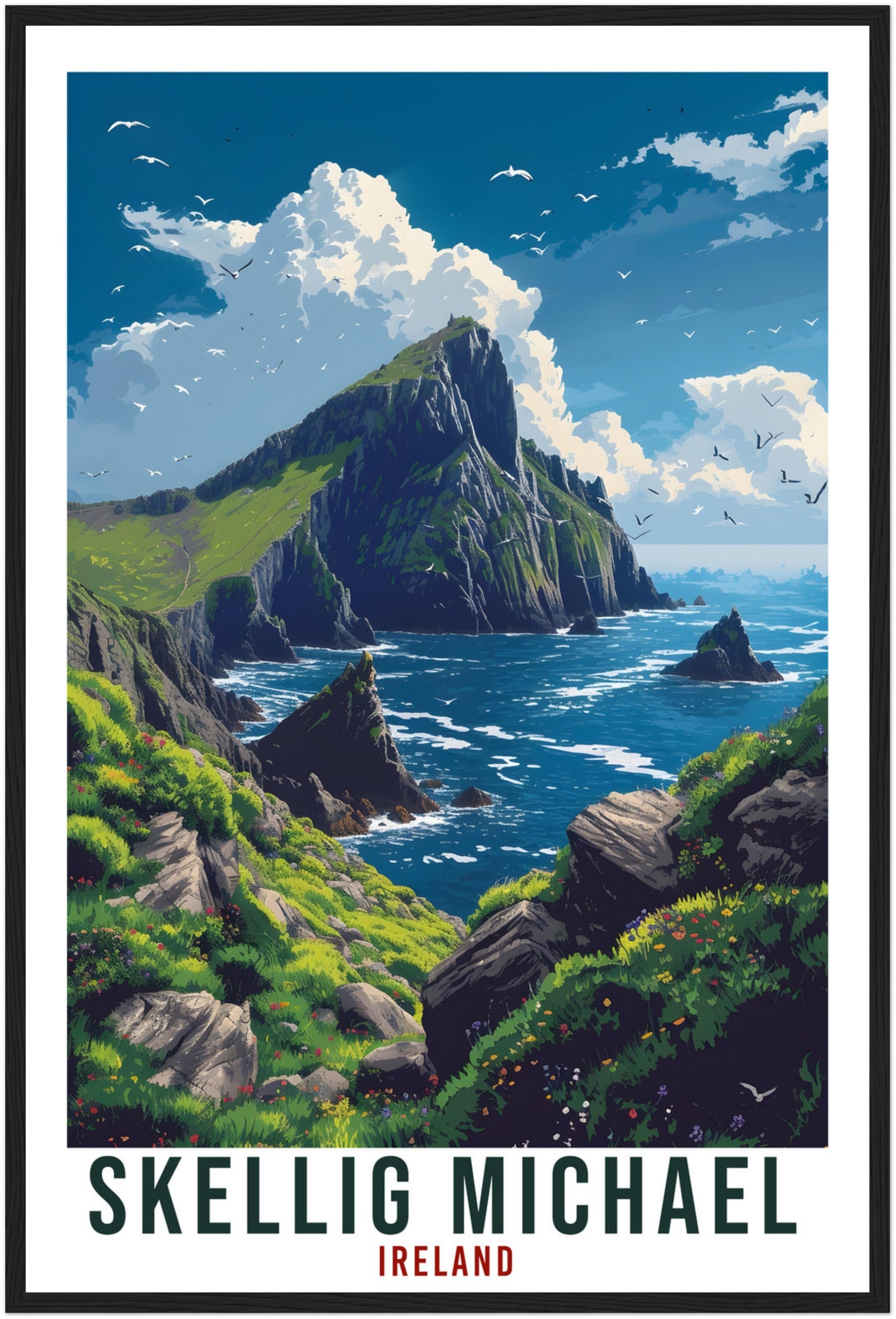 Skellig Michael Travel Print Kerry Ireland Coast Art Home Decoration ...
