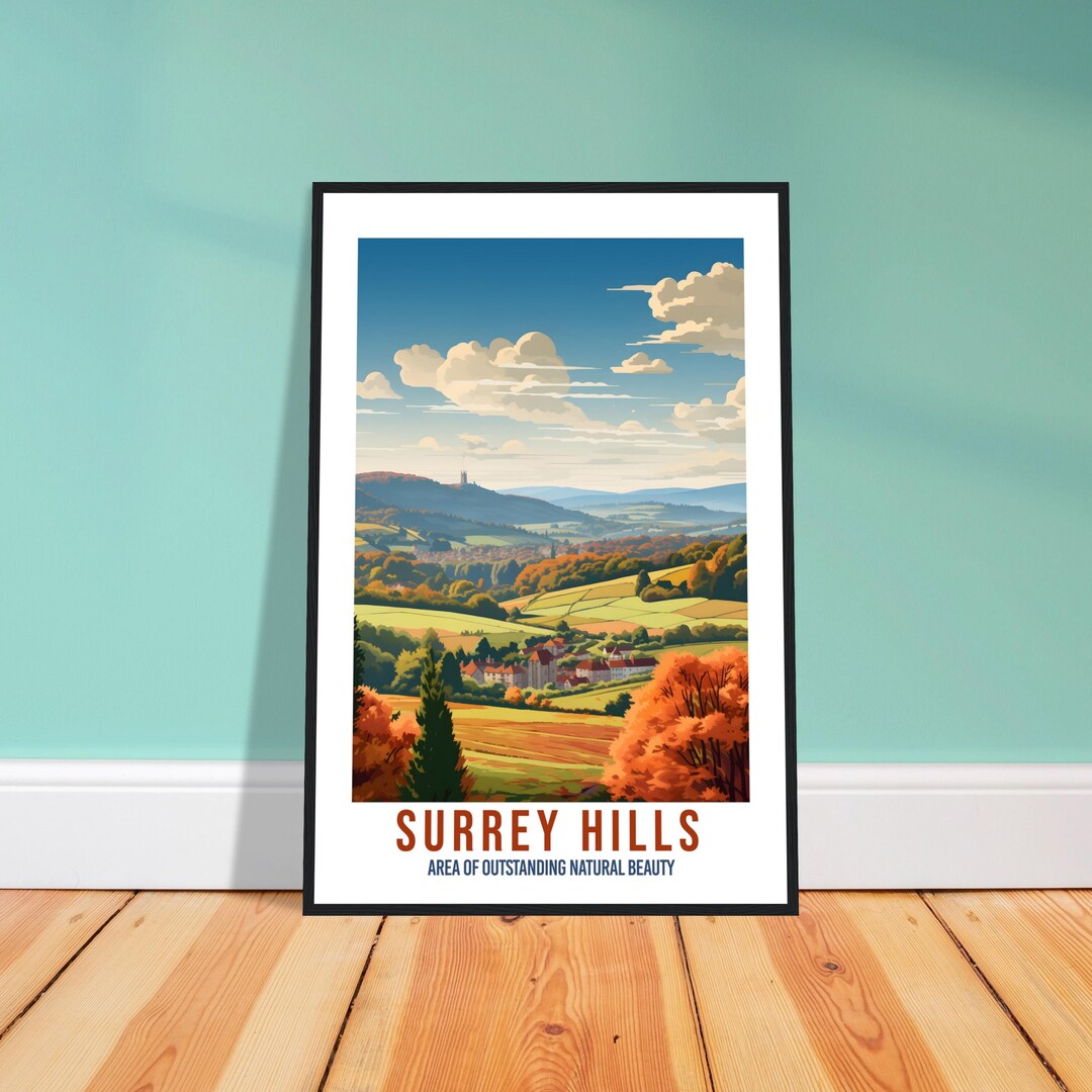 Surrey Hills Travel Poster Surrey Hills Home Decoration Mountain Landscape England Nature Wall ...