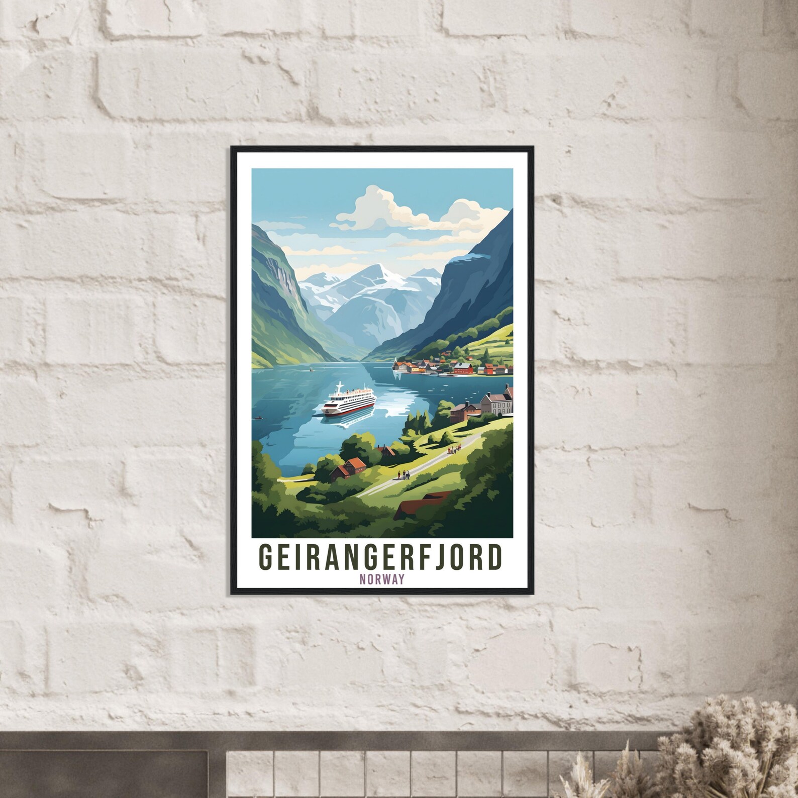 Geirangerfjord Norway Travel Print Wall Hanging Norway Fjords ...