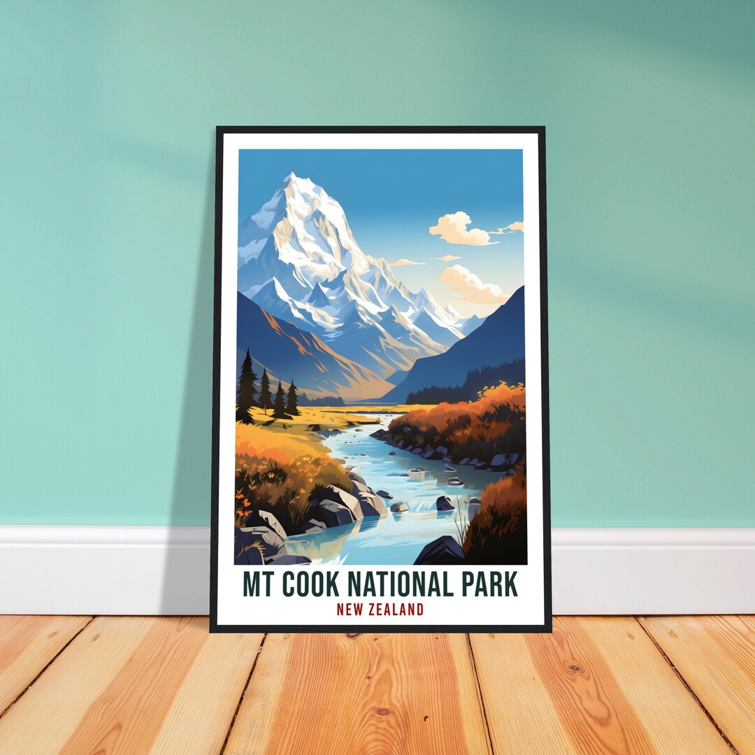 Mt Cook Travel Print Wall Art Mt Cook National Park New Zealand Artwork ...