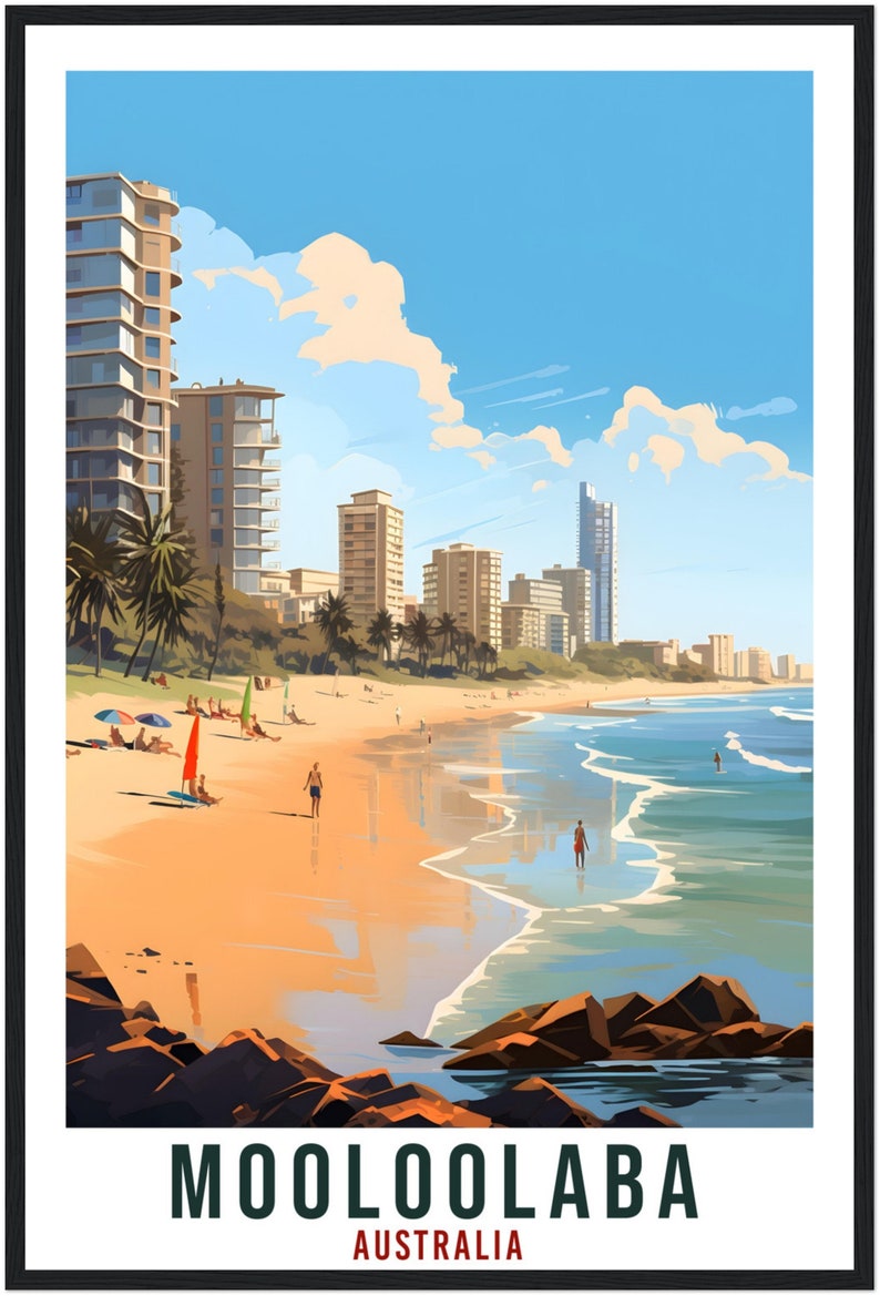Mooloolaba Travel Poster Wall Art Mooloolaba Australia Home Décor ...