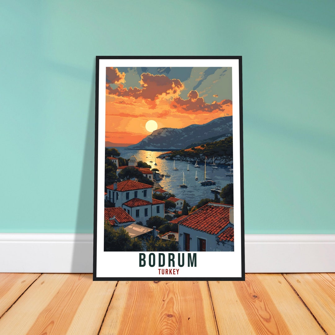Bodrum Travel Print Turkey Home Decoration Bodrum Turkish City Wall Art ...