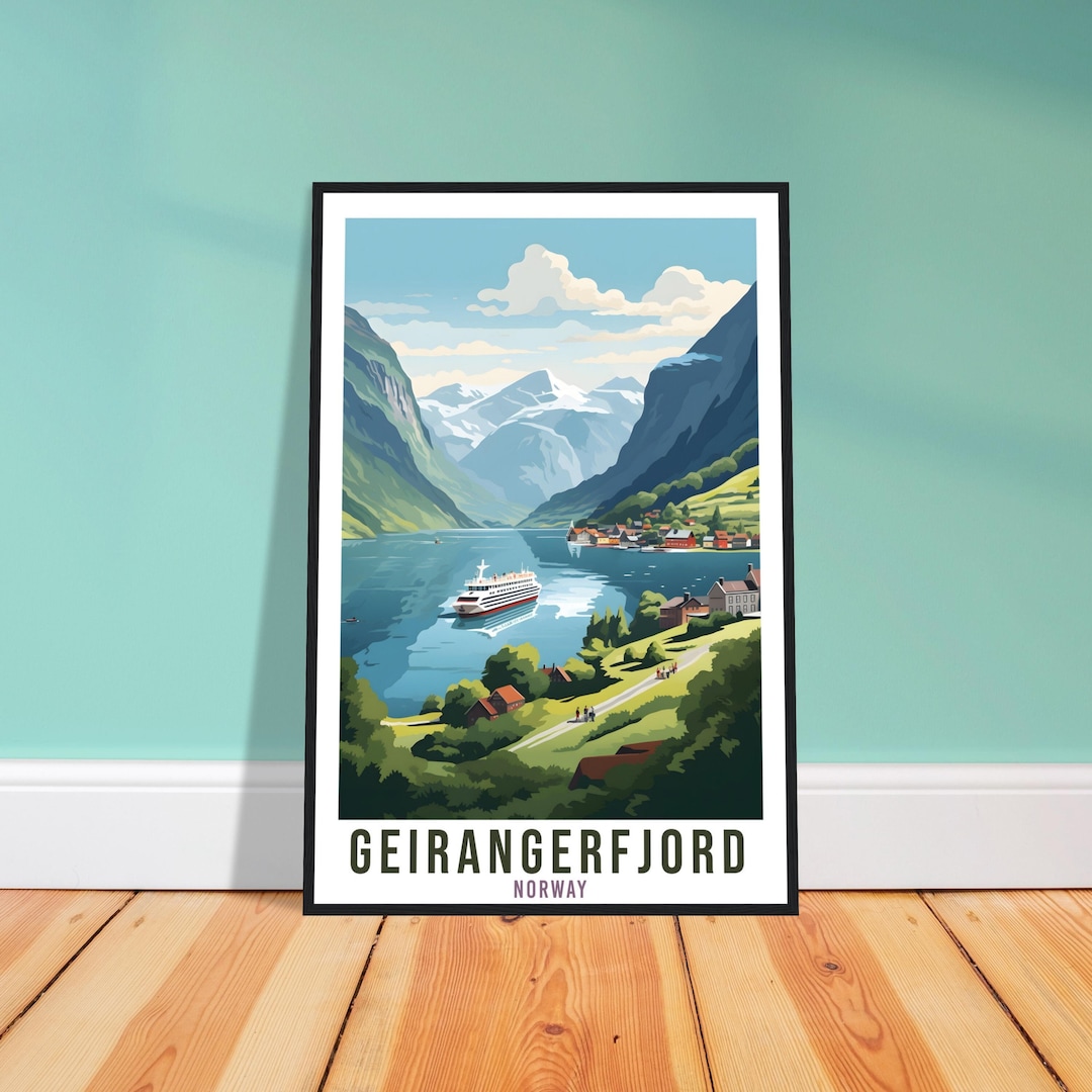 Geirangerfjord Norway Travel Print Wall Hanging Norway Fjords ...