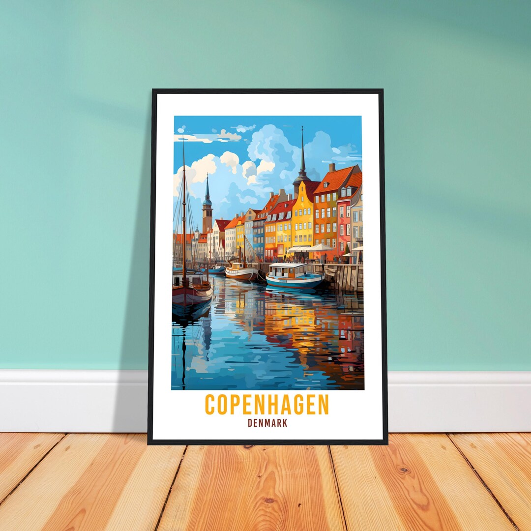 Copenhagen Denmark Travel Print Wall Art Copenhagen Wall Hanging Home ...