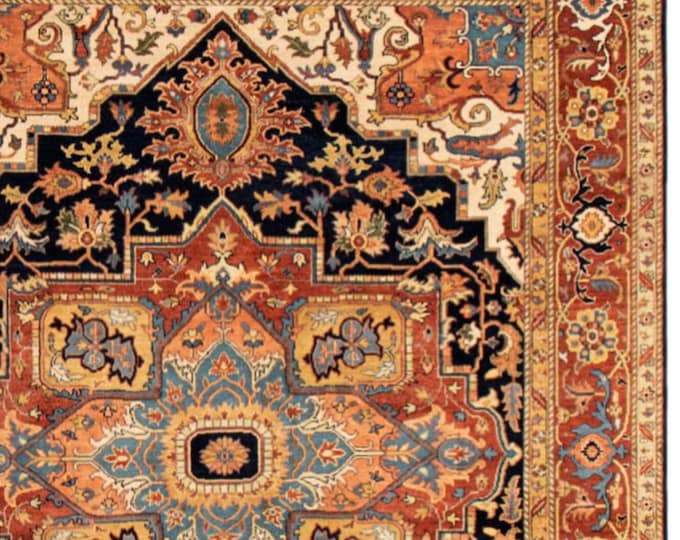9 X 12 Vintage Design Top Quality Veg Dye Indo Serapi Area Rug ...