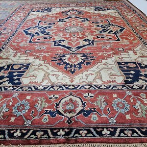 9 X 12 Vintage Design Top Quality Veg Dye Jules Indo Serapi Heriz Area ...