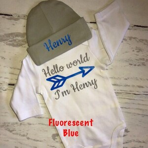 Baby Boy Hello World Outfit Personalized Gift, Monogrammed Coming Home ...