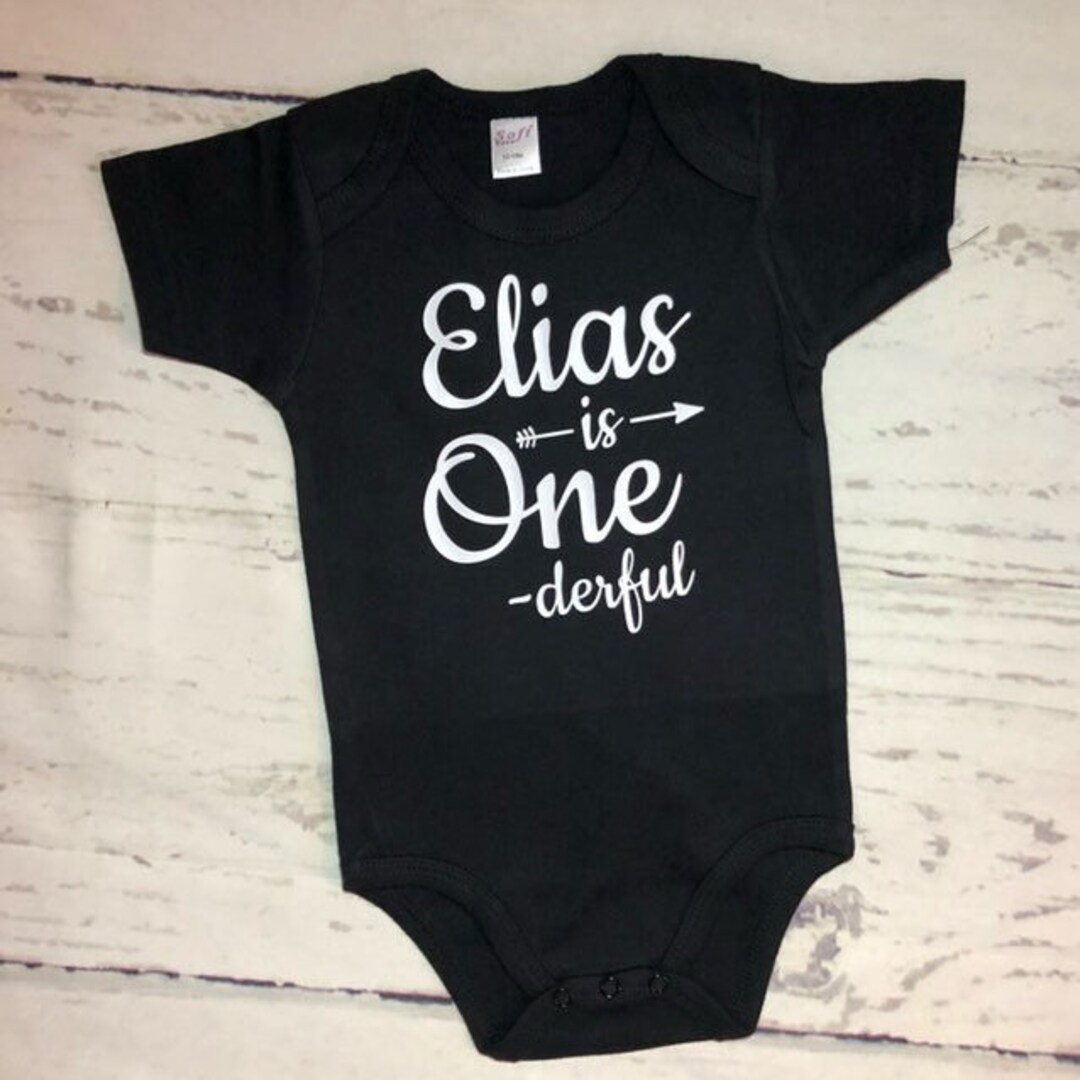 Personalized One-derful First Birthday Outfit Custom Name Baby Bodysuit ...