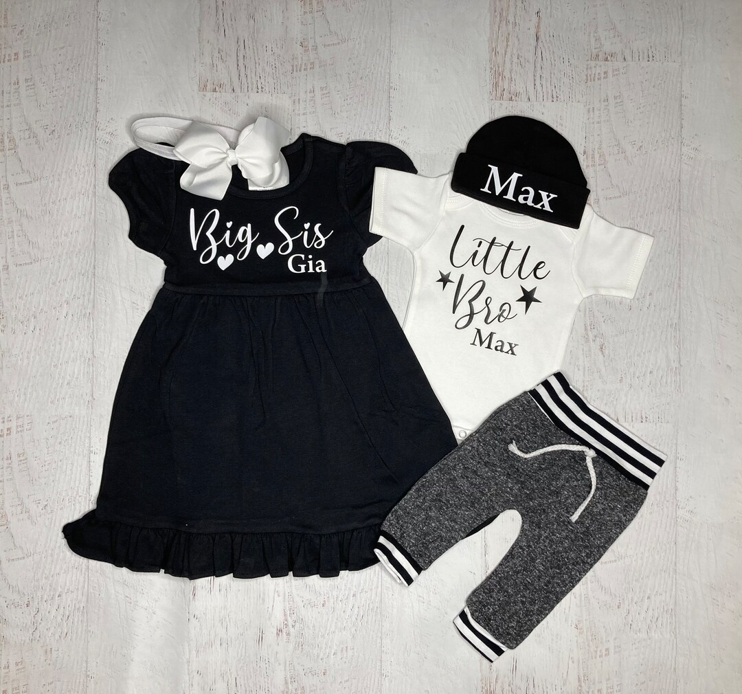 Personalized Big Sis Little Bro Matching Outfits, Big Sister Dress ...