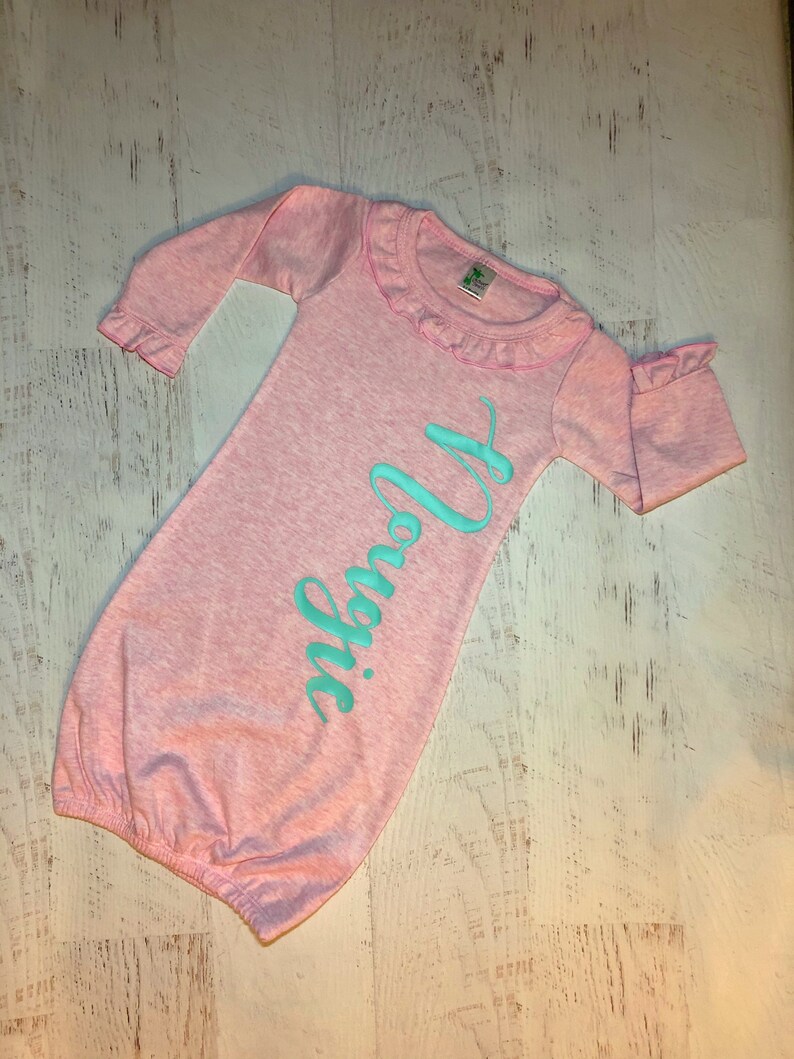 Baby Girl Gown Personalized Name Ruffle Trim Pink Gown/custom | Etsy