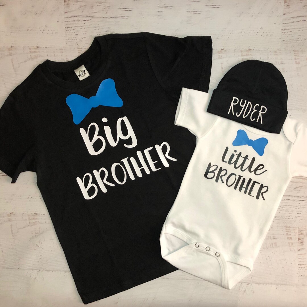 Big Brother Little Brother Matching Shirts With Bow Ties, Personalized ...