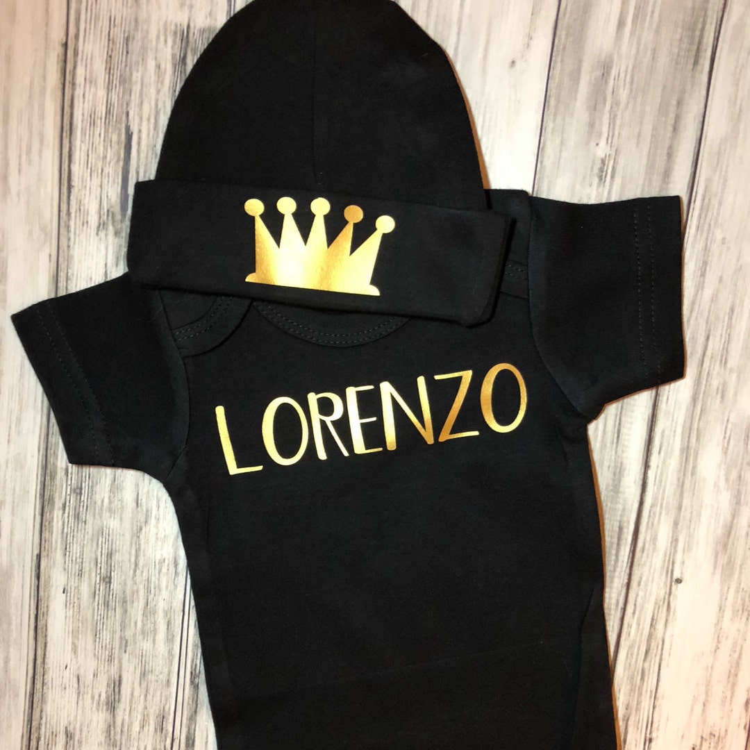 Personalized Baby Boy Name Outfit, Prince Crown Coming Home Outfit ...