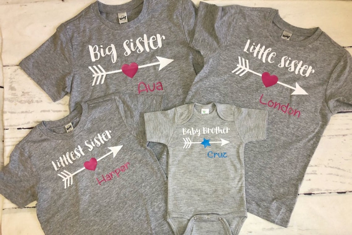 Matching Sibling Shirts Personalized Custom Set of 4 Brother - Etsy
