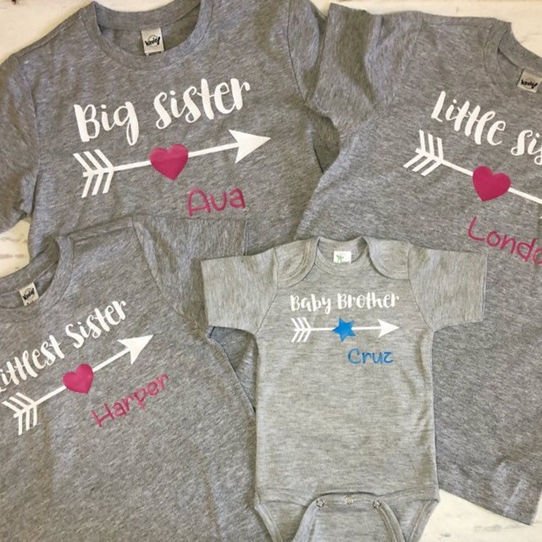 Matching Sibling Shirts Personalized, Custom Set of 4 Brother and ...